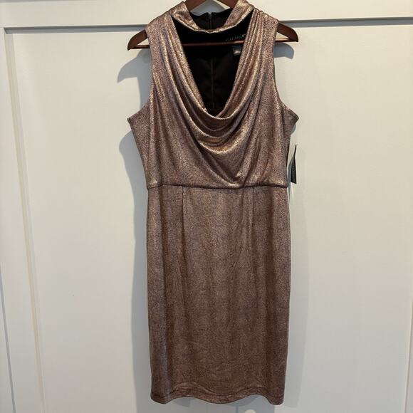 Cachet | Dresses | Nwt Cachet Dress Women 4 Gold Metallic Jersey Sheath ...